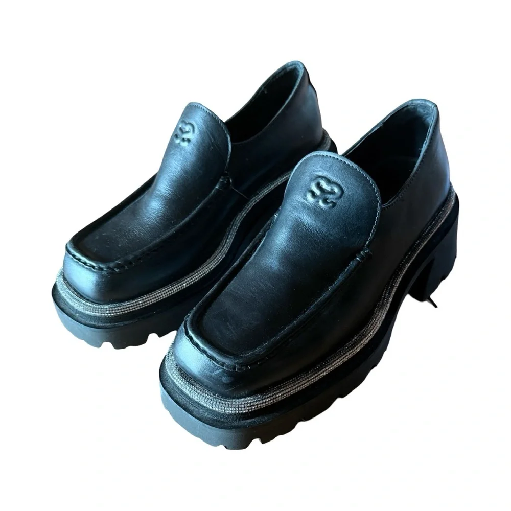 Sandro | Shoes | Sandro Womens Embellised Black Loafers With Thick ...